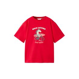 Mango Kids T-Shirt 'CYPONI' Jungen Gr&ouml;&szlig;e 164 grau / rot / hellrot / wei&szlig;