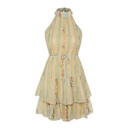 Trendyol Kleid Damen Gr&ouml;&szlig;e 34 hellgelb / tanne / hellpink Sommerkleid