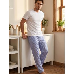 Trendyol Pyjama Herren Gr&ouml;&szlig;e M hellblau / wei&szlig;