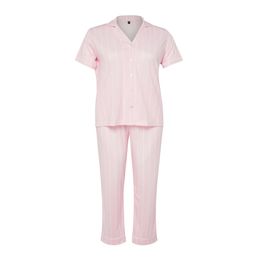 Trendyol Curve Pyjama Damen Gr&ouml;&szlig;e 5XL rosa / wei&szlig; Winterkleid