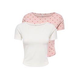 Only T-Shirt 'ONLSUSAN' Damen Gr&ouml;&szlig;e XL rosa / dunkelrot / offwhite