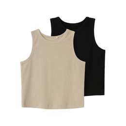 name it Top 'NKFNAKAL' M&auml;dchen Gr&ouml;&szlig;e 146/152 dunkelbeige / schwarz