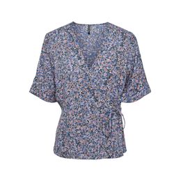 Pieces Petite Bluse 'Nya' Damen Gr&ouml;&szlig;e XS rauchblau / dunkelgr&uuml;n / rosa / wei&szlig;