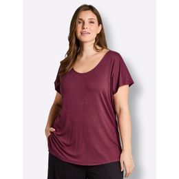 sheego Damen Shirt mit geh&auml;kelter Spitze hinten, bordeaux, Gr&ouml;&szlig;e 44/46