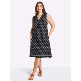sheego Damen Jerseykleid mit Ornamentprint, in A-Linie, schwarz-ecru-bedruckt, Gr&ouml;&szlig;e 50