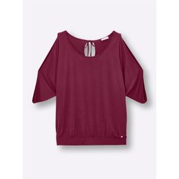 sheego Damen Shirt mit Cut-outs und Bindeband, bordeaux, Gr&ouml;&szlig;e 52/54