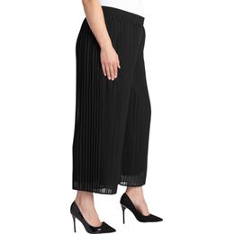 sheego Damen 7/8-Hose aus flie&szlig;ender Plissee-Qualit&auml;t, schwarz, Gr&ouml;&szlig;e 58