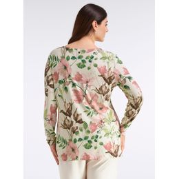 sheego Gro&szlig;e Gr&ouml;&szlig;en Langarmshirt mit doppellagiger Front, champagner-puder-bedruckt, Gr&ouml;&szlig;e 48 - Damen