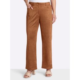 sheego Damen Lederimitathose mit weitem Bein, cognac, Gr&ouml;&szlig;e 52