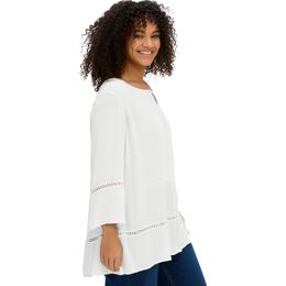 sheego Damen Tunika mit 3/4-Arm und Lochmusterborte, ecru, Gr&ouml;&szlig;e 42