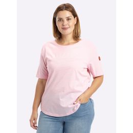 sheego Damen Streifenshirt, Rosa, Gr. 48/50, T-Shirts, 100% Baumwolle