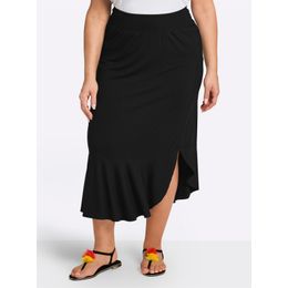 sheego Damen Schlupfrock mit asymmetrischem Saum, schwarz, Gr&ouml;&szlig;e 40