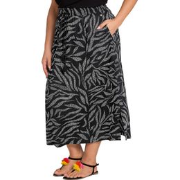 sheego Damen Sommerrock mit Alloverprint, schwarz-ecru-bedruckt, Gr&ouml;&szlig;e 40