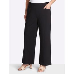 sheego Damen Schlupfhose mit weitem Bein, aus Interlock, schwarz, Gr&ouml;&szlig;e 46