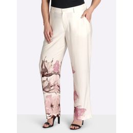 sheego Damen Hose mit Blumenprint, champagner-puder-bedruckt, Gr&ouml;&szlig;e 42