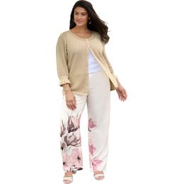 sheego Damen Hose mit Blumenprint, champagner-puder-bedruckt, Gr&ouml;&szlig;e 50
