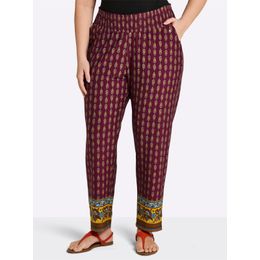 sheego Damen Jerseyhose mit Paisley-Print, bordeaux-burgund-bedruckt, Gr&ouml;&szlig;e 46