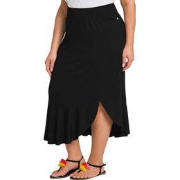 sheego Damen Schlupfrock mit asymmetrischem Saum, schwarz, Gr&ouml;&szlig;e 58