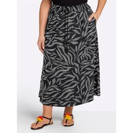 sheego Damen Sommerrock mit Alloverprint, schwarz-ecru-bedruckt, Gr&ouml;&szlig;e 58