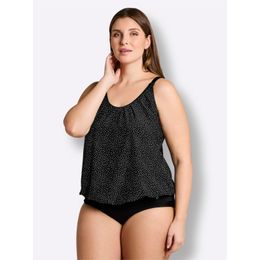 sheego Damen Tankini-Oberteil mit P&uuml;nktchen, schwarz-wei&szlig;-getupft, Gr&ouml;&szlig;e 50E