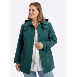 sheego Damen Kapuzenjacke mit Umlegekragen, petrol, Gr&ouml;&szlig;e 48