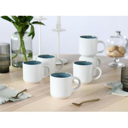 OTTO HOME Becher "modernes 6-teiliges Kaffeebecher-Set Novalee", &Oslash; 9cm x 10cm, 300ml, 6 Stk., wei&szlig;, Trinkgef&auml;&szlig;e, hohe Haltbarkeit, sp&uuml;lmaschinen- &