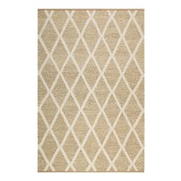 Teppich GREEN LOOOP "Novella", natur beige, B:130cm H:18mm L:190cm, Jute, Teppiche, Teppich, Hochflorteppich, handgewebt, natur, modern, geometrisch