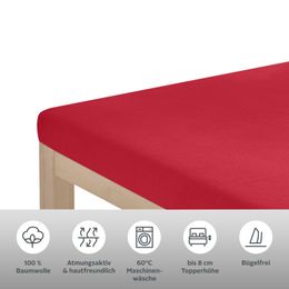 Spannbettlaken OTTO HOME, B:160cm L:200cmrot, Baumwoll-Jersey, Obermaterial: 100% Baumwolle, Bettlaken, "Topper Basic, in Gr. 90x200, 140x200 oder