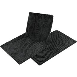 Badematte OTTO HOME, H:15mmanthrazit, Polyester, Badematten, "Ognon, Scandi, Boho, modernes Muster", Badteppich, Uni Farben, Hoch-Tief-Effekt