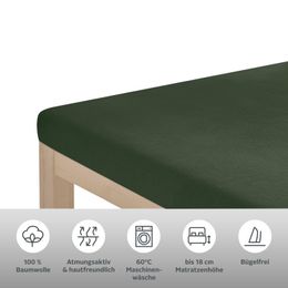 Spannbettlaken OTTO HOME, B:160cm L:200cmdunkelgr&uuml;n, Baumwoll-Jersey, Obermaterial: 100% Baumwolle, Bettlaken, "Topper Basic, in Gr. 90x200, 140x200
