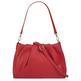 Samantha Look Damen Umh&auml;ngetasche, rot, Leder, leicht gl&auml;nzend, unifarben, Taschen, echt Leder, Made in Italy