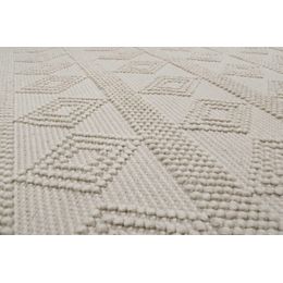 Teppich Esprit, B:140cm H:8mm L:200cmwollwei&szlig;, Schurwolle, Teppiche, "Emmy", Wollteppich, handgewebt, kurzflor, nat&uuml;rlich, geometrisch