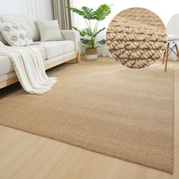 Teppich OTTO HOME, B:240cm H:5mm L:320cm, gold, Kunstfaser, Wohnzimmer, Teppiche, "Lilia", Sisal-Optik, uni, waschbar, Wohnzimmer, Schlafzimmer,