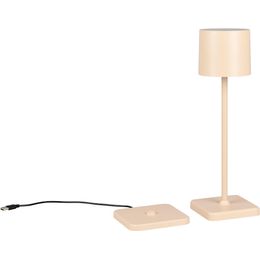 LED Au&szlig;en-Tischleuchte, B:12,5cm H:38cm, beige, REALITY LEUCHTEN, Leuchten, "Fernandez", Garten Akku Tischlampe USB Ladestation dimmbar Lichtfarbe