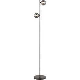 OTTO HOME Stehlampe "Aivven, Metall schwarz-chromfarben, rauchfarbenes Glas", 2, &Oslash; 10cm H: 150cm, 1 Stk., schwarz, Wohnzimmer, Leuchten, 180cm