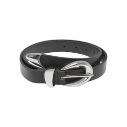 Urban Classics Damen Synthetikg&uuml;rtel "Urban Classics Chunky Buckle Loop Synthetic Leather Belt"schwarz, silber, Gr. L, 100% Polyurethan, G&uuml;rtel