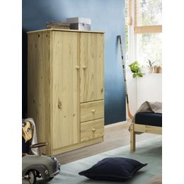 M&ouml;bilia Kleiderschrank M&Ouml;BILIA, B:80cm H:136cm T:43cm, beige, Massivholz, Schlafzimmer, Schr&auml;nke, Schubladen mit Metallschienen