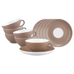 Tasse Seltmann Weiden "Teetassen mit Untertassen Liberty Pure Colors 140 ml 6er Set", braun (cocoa braun), B:13cm H:6,3cm &Oslash;:13cm, Porzellan, Trinkgef&auml;&szlig;e, Tasse, Sp&uuml;lmaschinenfest, Mikrowellensicher, Ofenfest