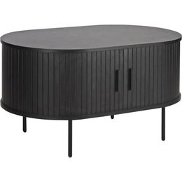 M&ouml;bilia Couchtisch M&Ouml;BILIA, B:100cm H:55cm T:60cm, schwarz, Melaminplatte in Schwarz, pulverbeschichtete Metallbeine, Wohnzimmer, Tische, 2 Schiebet&uuml;ren