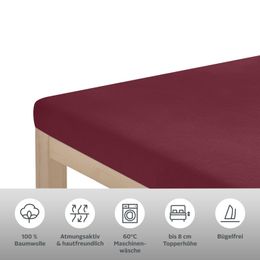 Spannbettlaken OTTO HOME, B:120cm L:200cmbordeaux, Baumwoll-Jersey, Obermaterial: 100% Baumwolle, Bettlaken, "Topper Basic, in Gr. 90x200, 140x200