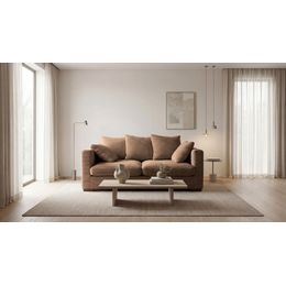 2-Sitzer Home Affaire, B:175cm H:80cm T:113cm, braun, 100% Polyester, Sofas, "Coray", extra weich und kuschelig, F&uuml;llung mit Federn und Daunen