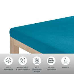 Spannbettlaken OTTO HOME, B:200cm L:200cmt&uuml;rkis, Baumwoll-Jersey, Obermaterial: 100% Baumwolle, Bettlaken, "Topper Basic, in Gr. 90x200, 140x200 oder