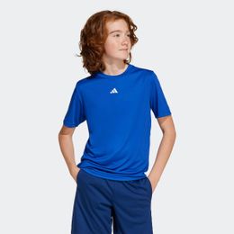 Jungen T-Shirt "TRAIN ESSENTIALS LOGO REGULAR FIT KIDS", blau, Gr. 128, adidas Sportswear, Obermaterial: 100% Polyester, Shirts