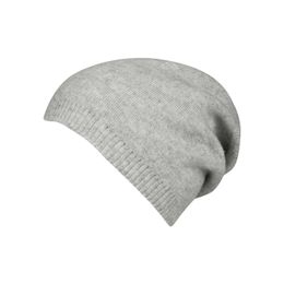 Damen Beanie, grau, Capelli New York, meliert, Feinstrick, Materialmix, M&uuml;tzen, mit feinem Rippenstrick