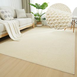 Teppich OTTO HOME, B:240cm H:5mm L:320cm, beige, Kunstfaser, Wohnzimmer, Teppiche, "Lilia", Sisal-Optik, uni, waschbar, Wohnzimmer, Schlafzimmer,