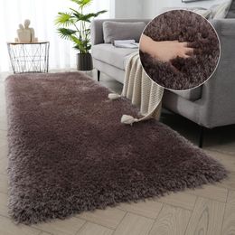 Hochflor-L&auml;ufer OTTO HOME, B:80cm H:78mm L:250cm, braun, Kunstfaser, Teppiche, "Micro exclusiv Teppich, sehr hoher Flor, weich durch Mikrofaser",