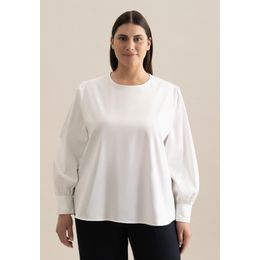 Seidensticker Damen Shirtbluse "Schwarze Rose", wei&szlig;, Gr. 52, unifarben, 97% Baumwolle, 3% Elasthan, Blusen, Langarm Rundhals Uni