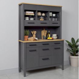 Buffet Inter Link, B:130cm H:195cm T:45cmanthrazit, Holzwerkstoff, MDF, Sicherheitsglas, K&uuml;che, Schr&auml;nke, "Veneto", Stauraum-Modul, passend zur