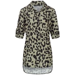 CLOUD 5IVE Damen Klassische Bluse "CLOUD 5IVE Leo All Over Turn-Up Bluse"gr&uuml;n, schwarz, Gr. S, 100% Polyester, Blusen
