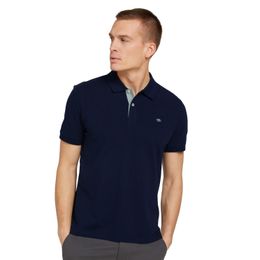 Tom Tailor Herren Poloshirt, blau, Gr. XL, Single Jersey, Obermaterial: 100% Baumwolle, Shirts, mit Knopfleiste und Logo